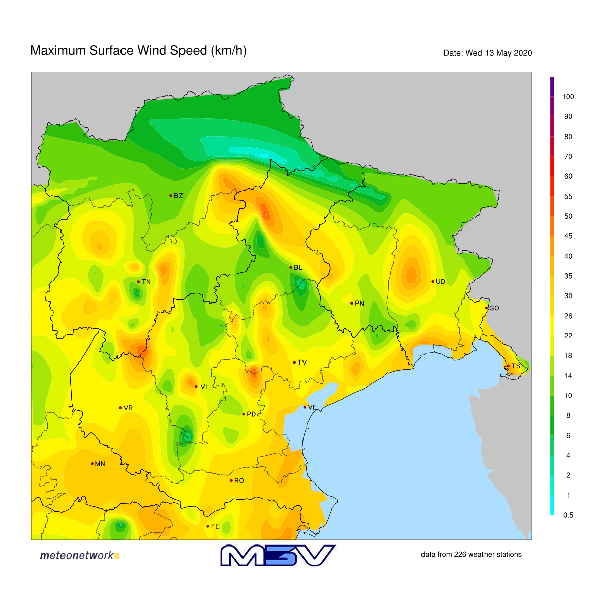 Mappe rete stazioni meteo Veneto - MeteoNetwork