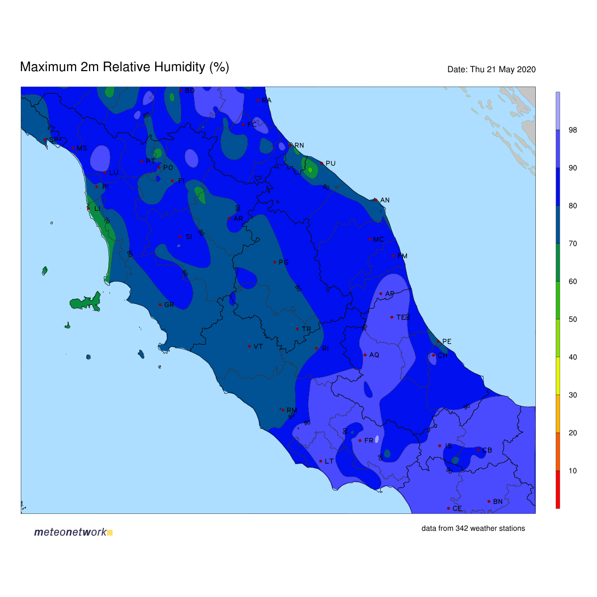 Mappe rete stazioni meteo - MeteoNetwork