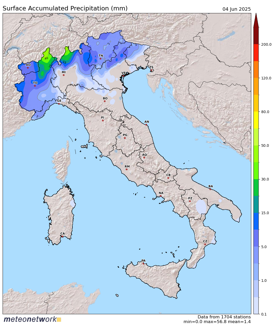 Pioggia Giugno 2025 - Dove e quanto è piovuto in Italia - Funghi Magazine